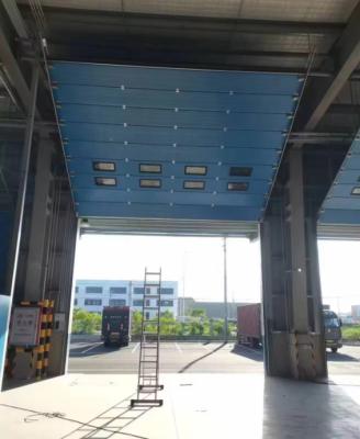 China Industrial Automatic Lifting White Noise Reducing Overhead Sectional Door With Lockable Handle And Wind Resistant Design for sale