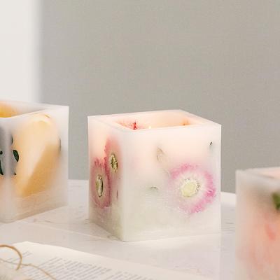 Cina l'etichetta privata dell'OEM 17H ha sentito la fragranza quadrata della frutta di forma della candela ha sentito le candele in vendita