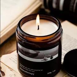 China Amber Glass Jar Scented Candle-Was van de Luxe6*6.3 Cm de Rookloze Sojaboon Te koop