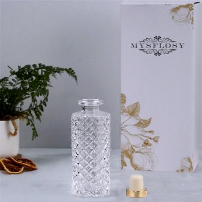 Cina Bottiglia vuota di vetro del diffusore dell'olio di Grey Carving Cylindrical 150ml in vendita