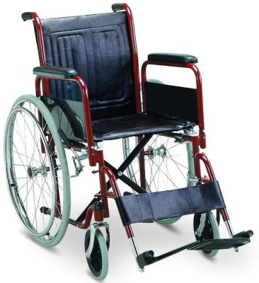China Powder Coating Foldable Steel Manual Wheelchair with detachable armrest for sale