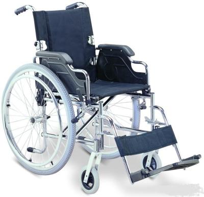 China Chromed Steel Manual Wheelchair with Desk Armrest Manufacturer in China for sale