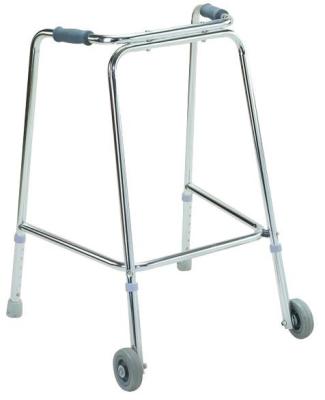 China Height adjustable walking aids fixed width aluminum walker with wheels for sale