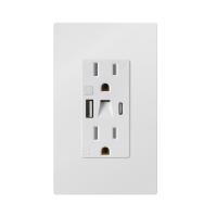 China Plastic Electrical USB Power Socket 15A 125V with Night Light and 5V 4.2A USB Charging for sale