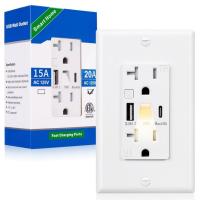 Quality Wall Mounted Night Light USB Outlet 20A 2700K Tamper Resistant for sale