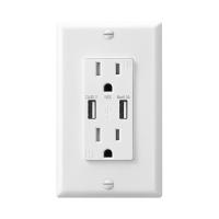 Quality 15A 120V Tamper Resistant Fast Charging USB Wall Outlet Mounted Socket for sale