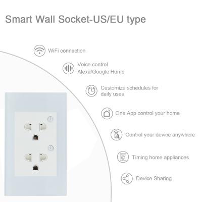 China Conector de pared Tuya Wifi controlado por voz para automatización doméstica fácil en venta