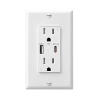Quality PC ABS 15A AC USB Wall Outlet UL 498 Standard Charging Ports Receptacle Module for sale