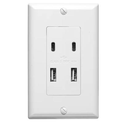 China Public Areas Convenient Charging 2 USB Wall Outlet Socket With 2 Type C for sale