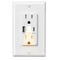 Quality Tamper Resistant USB Type C Receptacle 15A With 0.2W Night Light Power for sale