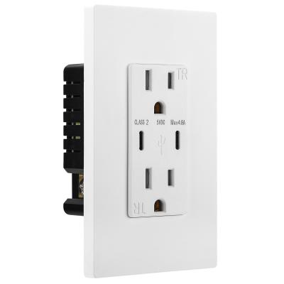China AC125V Charger Wall Socket Outlet 60Hz With Dual Type C for sale