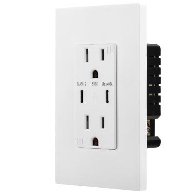 China AC125V Charger Wall Socket Outlet 60Hz With Dual Type C for sale