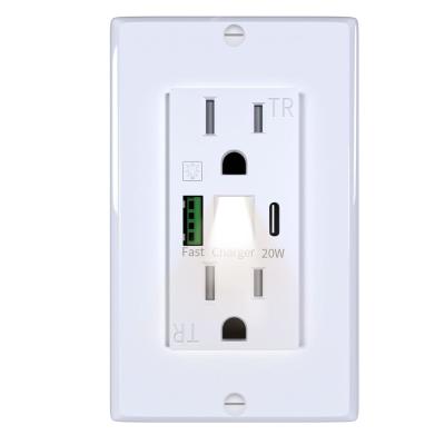 China Mexiko Einfache Installation 125V 15A USB-Empfänger mit Nachtlicht PD3.0 Schnellladegerät zu verkaufen