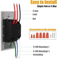 China 0-10V Wall Mount Dimmer Switch for LED Panel Lights - 150W LED Load, 600W Halogen, AC 100-277V for sale