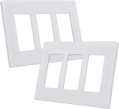China cULus Certified 3-Gang Screwless Wall Plate 119x166mm Tool-Free Snap-On Decor Cover for Standard Electrical Socket for sale