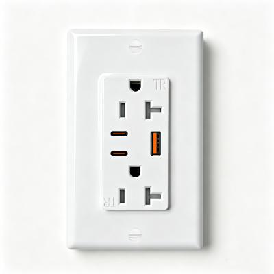 China 20A NEMA 5-20R USB Wall Outlet with PD20W Power Delivery and Custom Color Options for sale