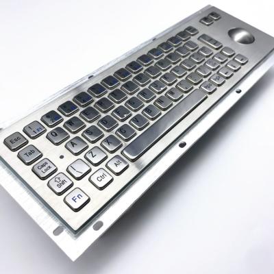 China KIOSK IP65/IK07 Waterproof Dustproof Industrial PC Keyboard With 38mm Stainless Steel Trackball Rear Panel Mounted -40℃ for sale