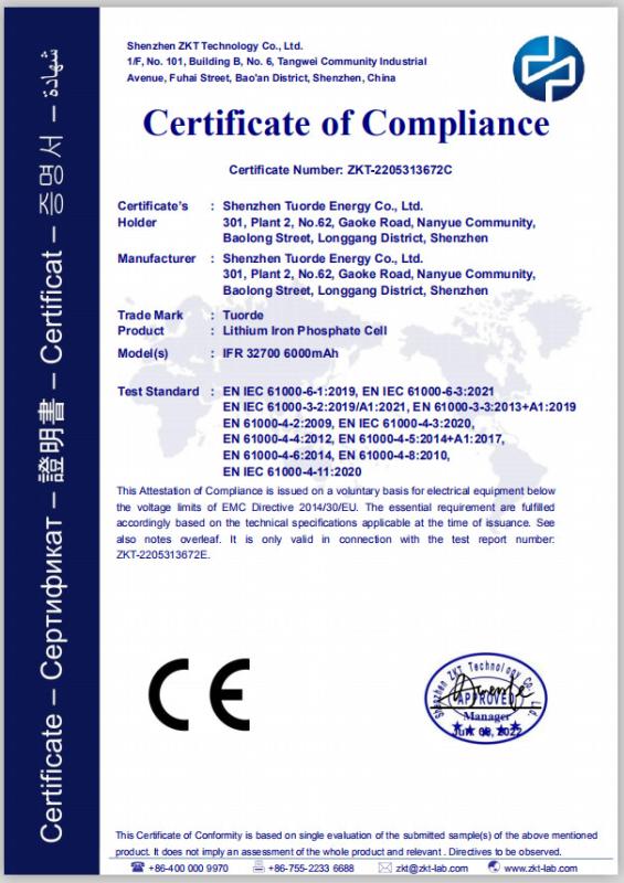 CE - Shenzhen Tuorde Energy Co., Ltd