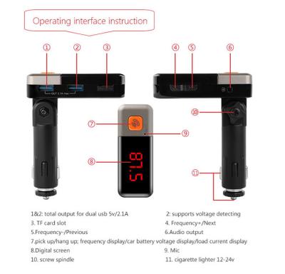 Cina Lettore MP3 automobilistico mani libere del caricatore dell'automobile di Bluetooth con la linea AUS. fuori in vendita