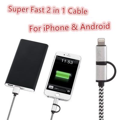 Cina fulmine durevole 2-In-1 al cavo di carico di sincronizzazione dei dati di USB, cavo elettrico del Usb del telefono cellulare in vendita