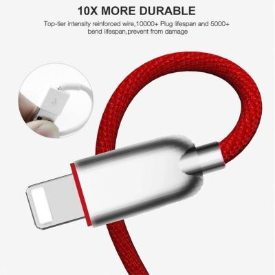 Cina Metal il Pin 2A di 3 piedi e 8 intrecciato nylon del cavo di dati di USB della lega per il carico rapido di IPhone velocemente in vendita