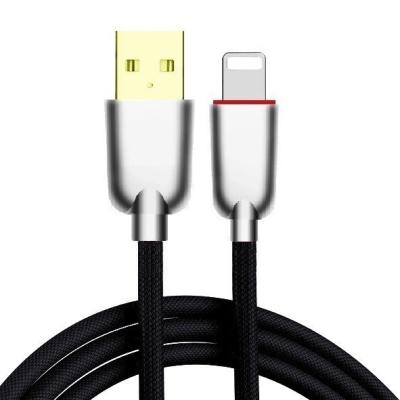 China Metal Alloy Nylon Braided USB Data Cable 3 Feet 8 Pin 2A For IPhone Fast Quick Charging for sale