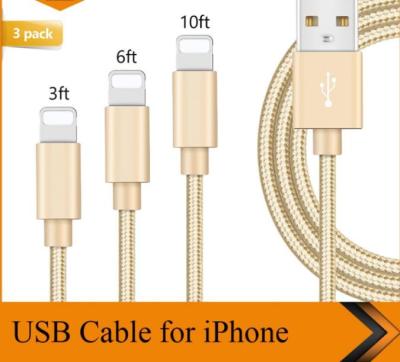 China 3FT 6FT 10FT USB Data Cable IPhone Charger Cord 1m 1.8m 3m Length Customized for sale
