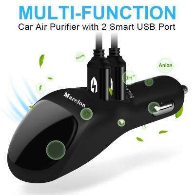 China 2 USB Port  Smart Car Charger With Ionic Air Cleaner Ionizer , Car Air Purifier for sale