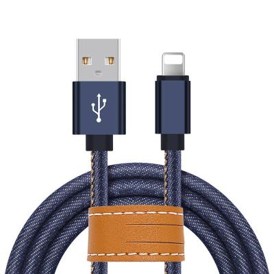 China Blue Jean Braided Apple Lightning Cable 3.3ft Fast Transfer For IPhone X 8 7 6S for sale