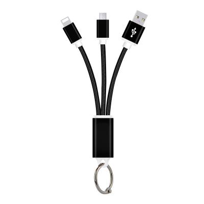China Key Ring USB Data Cable 3 In 1 20cm Length For IPhone / Huawei / Samsung for sale