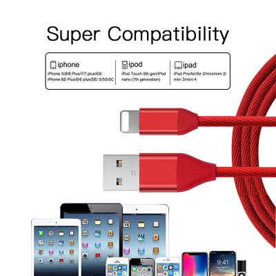 China Nylon Braided USB Data Cable , USB Charging Cable For IPhone 6S / IPhone X for sale