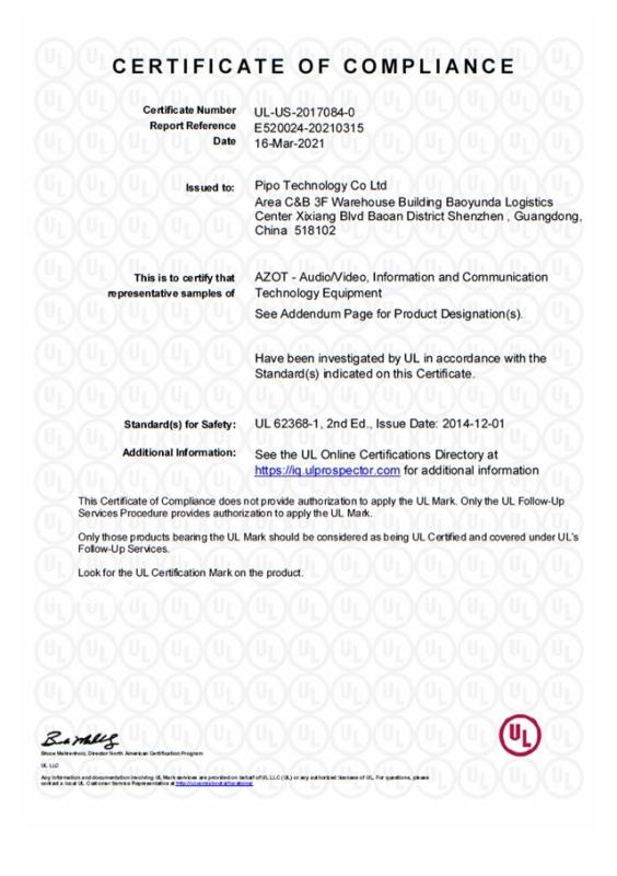 UL - Pipo Technology Co. Ltd.