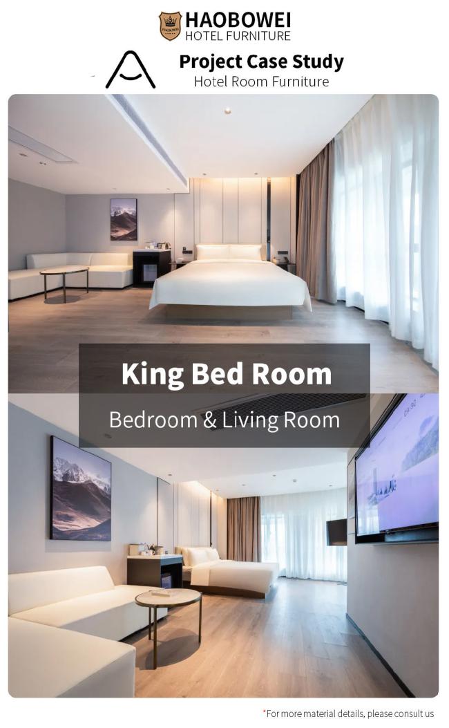 Wholesale Hotel Furniture Foshan China Double Wooden Bedroom Set 3 Star Headboard