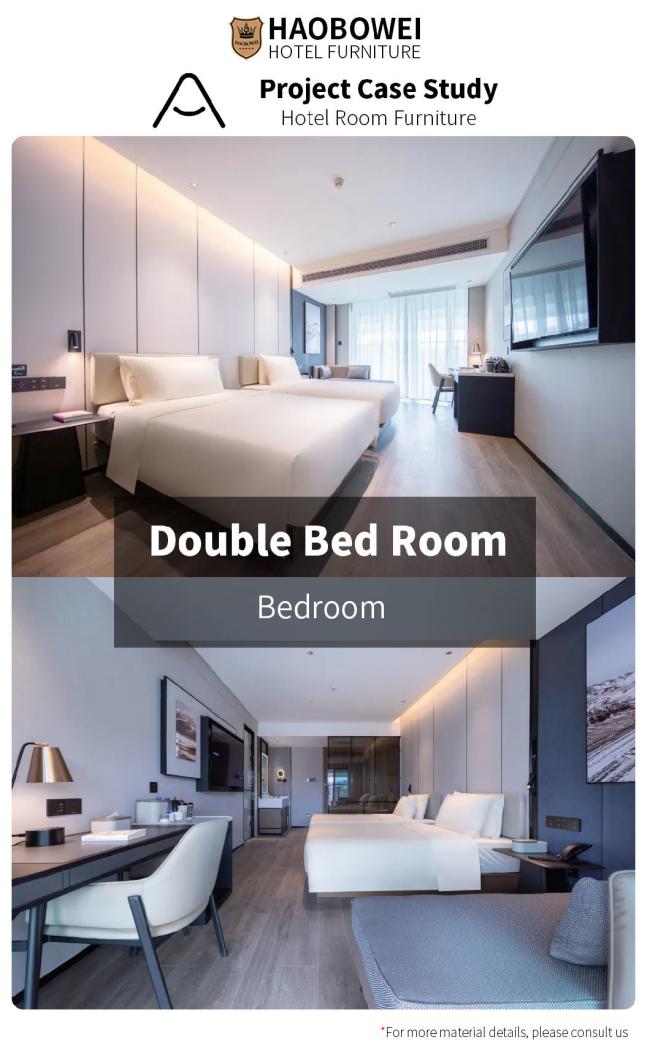 Wholesale Hotel Furniture Foshan China Double Wooden Bedroom Set 3 Star Headboard