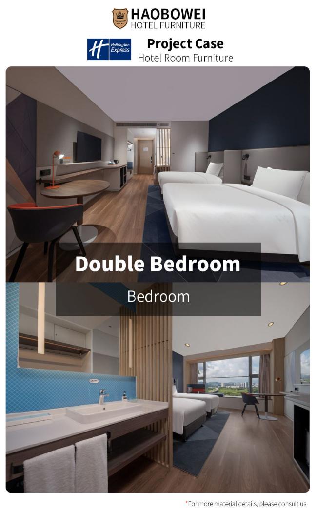 Four Star Hotel Furniture Set Foshan Factory Luxury Style Standard Double Bedroom