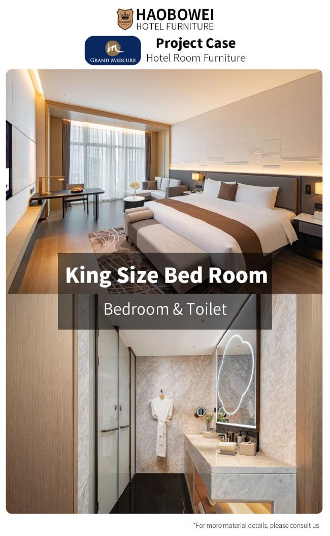 5 Star Hotel Furniture Modern Luxury Style King Size Bedroom Set Headboard