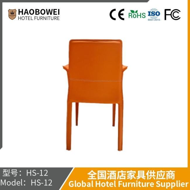 Italian Saddle Chair Restaurant Hotel Armrest Back Book Chair Cream Wind Saddle Leather Dining Chair Home Extremely Simple Negotiation Chair