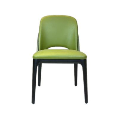 Cina Poltrone da pranzo in PU verde con tappeto di cuoio di senape per arredi alberghieri in vendita