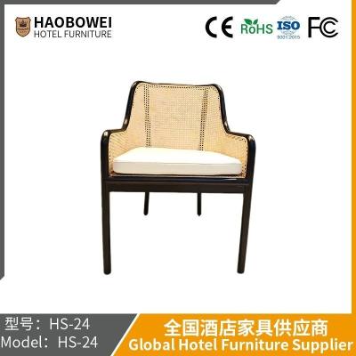 China New Chinese-Style Solid Wood Armrest Single Encircling Chair, Bed-and-Breakfast Cane Leisure Chair, Hotel Study Chair Coffee Shop Negotiation Chair for sale