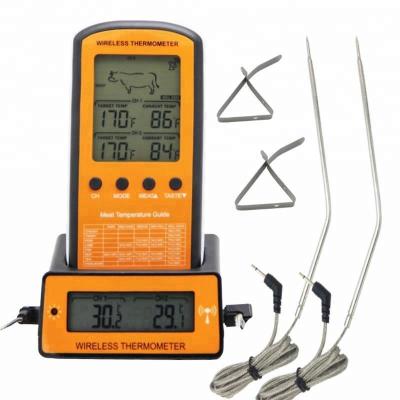 China DTH-106 Wireless Remote BBQ Thermometer Dual Probe Digital Cooking Meat Food Oven Thermometer for sale