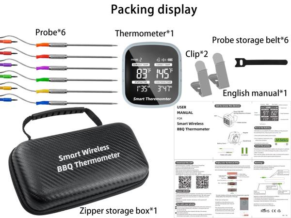 Quality DTH-155 -50 To 300℃ Bluetooth Wireless Smart Digital Meat Thermometer Kitchen for sale