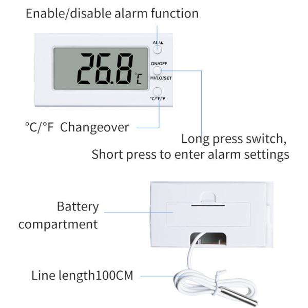 Quality DTH-168 Mini Digital Refrigerator Thermometer Digital Alarm Thermometer For for sale