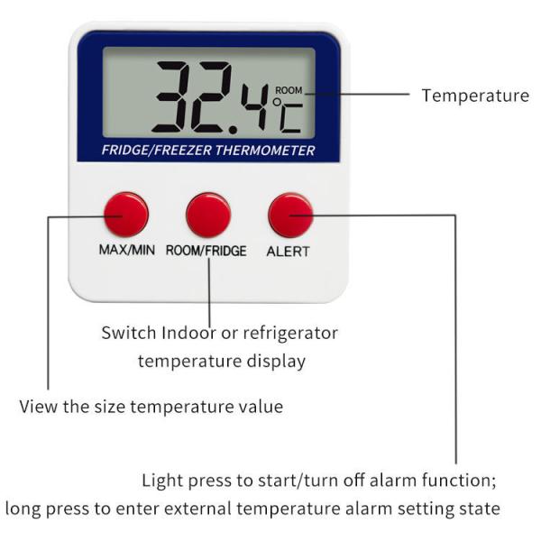 Quality DTH-80 Digital Refrigerator Temperature Gauge Monitor Mini Digital LCD Probe for sale