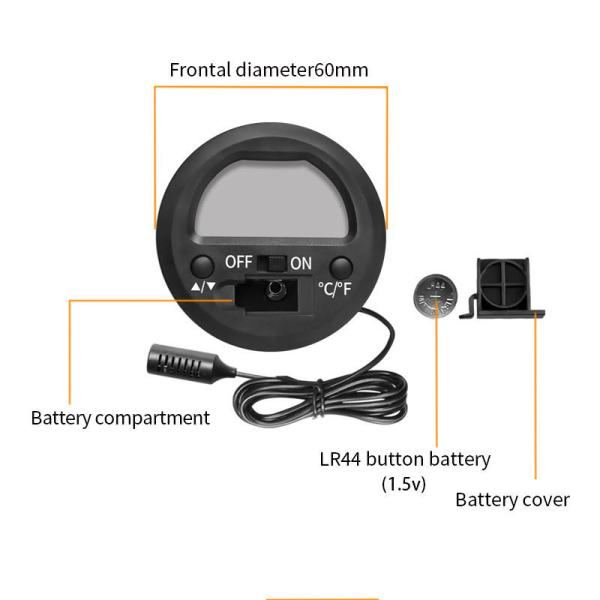 Quality DTH-133 Mini Digital Cigar Thermometer Hygrometer Round Digital Humidity Gauge for sale
