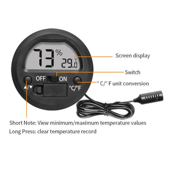 Quality DTH-133 Mini Digital Cigar Thermometer Hygrometer Round Digital Humidity Gauge for sale