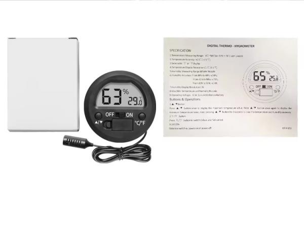 Quality DTH-133 Mini Digital Cigar Thermometer Hygrometer Round Digital Humidity Gauge for sale