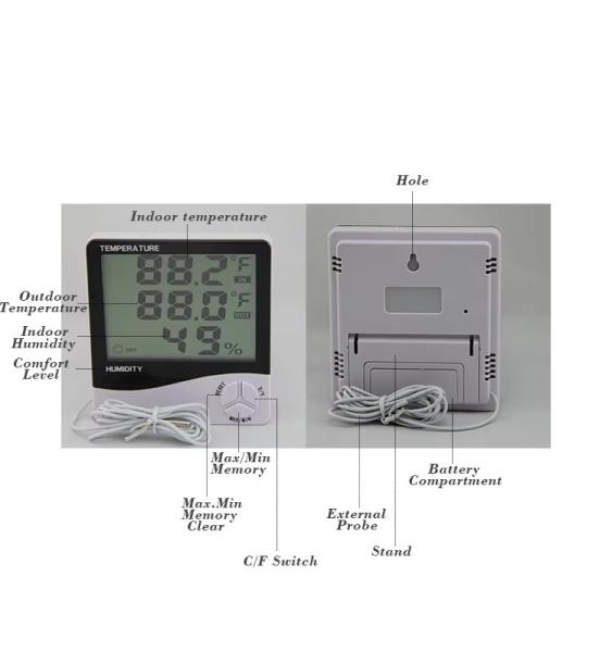 Quality DTH-12 Household Digital Thermometer Hygrometer with Max Min Record Function for sale