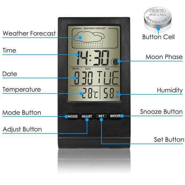 Quality DTH-22 Digital Large LCD Indoor Room Thermometer Hygrometer Weather Station and for sale