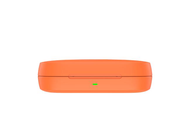 Earbuds in charging case with LED display