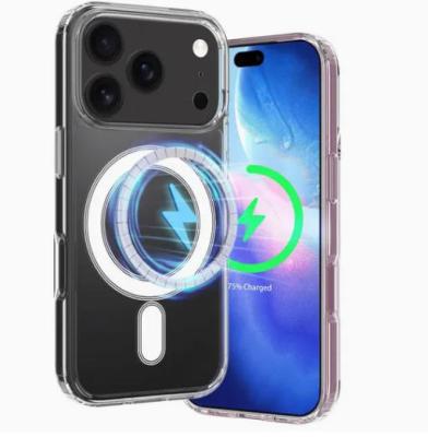 China iPhone 17 Pro Max MagSafe Clear Case PC+TPU Hybrid Shockproof for sale